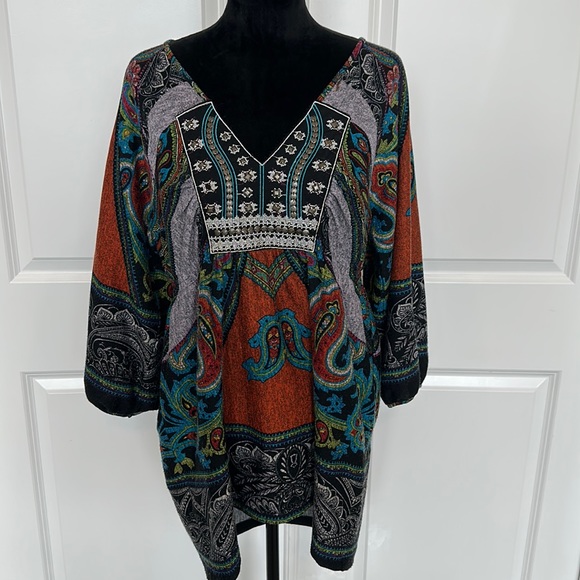 ONE WORLD | Tops | One World Boho Multicolor Paisley Patterntunic ...